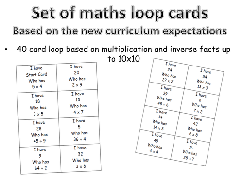 8 pack of new curriculum based FOLLOW ME LOOP CARDS by erylands - UK ...
