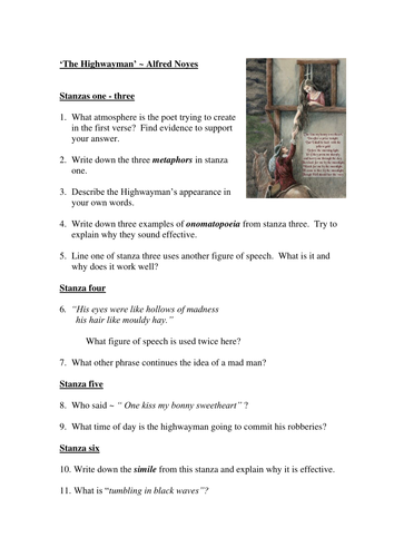 The Highwayman by Alfred Noyes | Teaching Resources