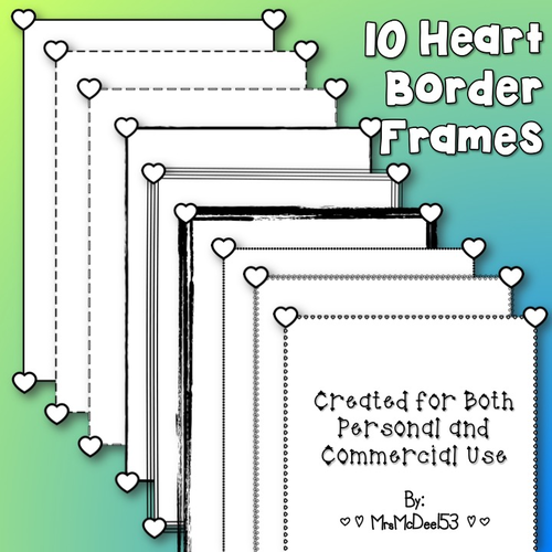 Digital Heart Border Frames {10 count} | Teaching Resources
