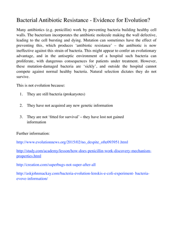 Bacterial Antibiotic Resistance - Evidence for Evolution? | Teaching ...