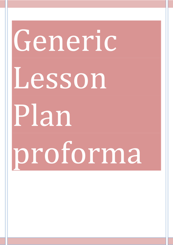Lesson Plan Template - Generic | Teaching Resources