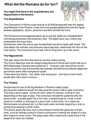 Roman Entertainment Lesson | Teaching Resources