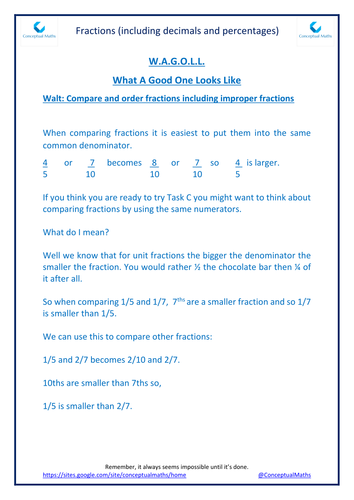 New Curriculum Year 6 Fractions: Compare and order fractions including ...