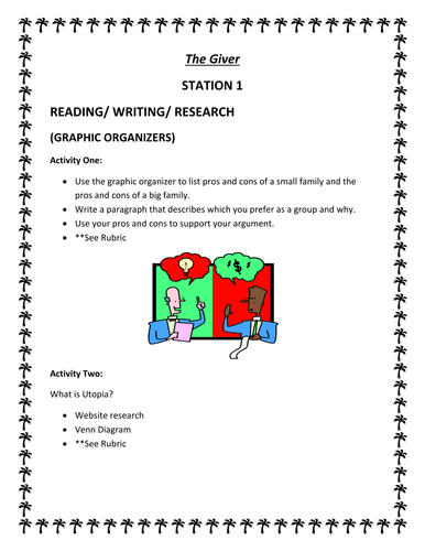 The Giver by: Lois Lowry- Station Studies | Teaching Resources