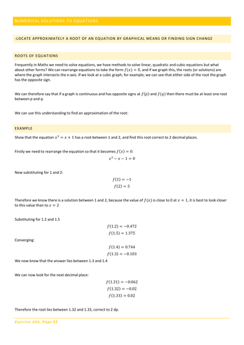 A2 Full Teaching Notes for Numerical Solutions to Equations | Teaching ...