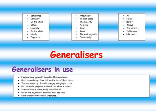 Generalisers by krisgreg30 - Teaching Resources - Tes