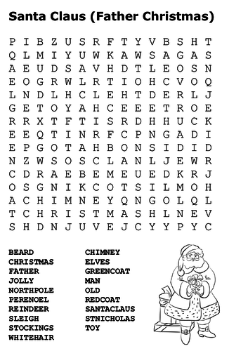 Father Christmas (Santa Claus) Word Search and Colour by sfy773 ...