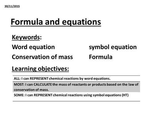 AQA GCSE Word and symbol equations | Teaching Resources