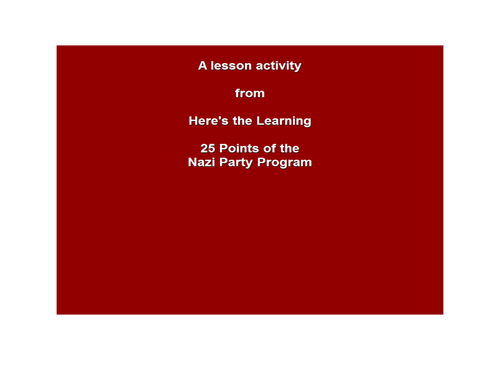 The 25 Points of the Nazi Party - a primary source activity | Teaching ...