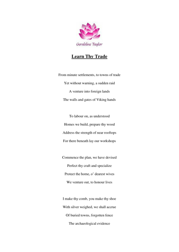 Learn Thy Trade Poem | Teaching Resources