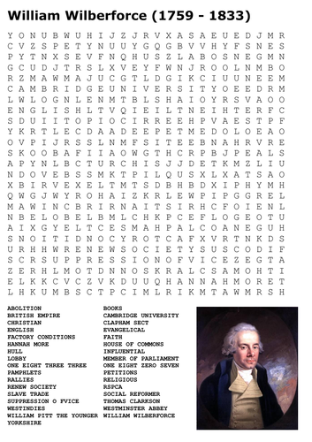 William Wilberforce Word Search | Teaching Resources