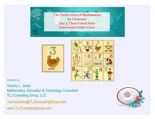 Twelve Days of Mathematics for Christmas-Day 3-Int-MS | Teaching Resources