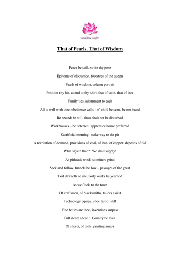 That of Pearls, That of Wisdom Poem | Teaching Resources