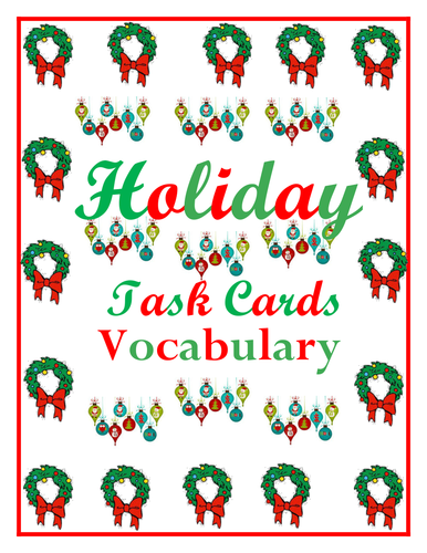 Holiday Vocabulary Task Cards for High School | Teaching Resources