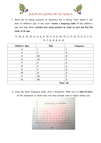 Christmas Statistics Worksheet | Teaching Resources