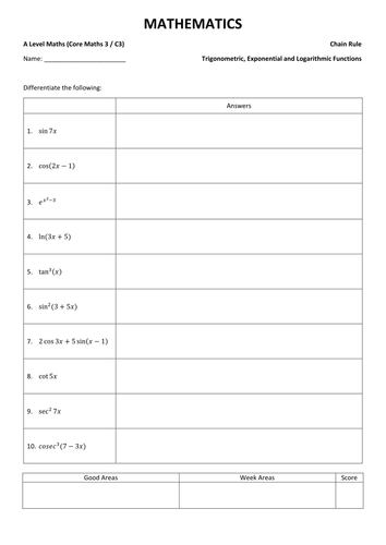 A Level Maths (Core Maths 3 / C3) Chain Rule (Differentiation ... A Level Maths (Core Maths 3 / C3) Chain Rule (Differentiation ...