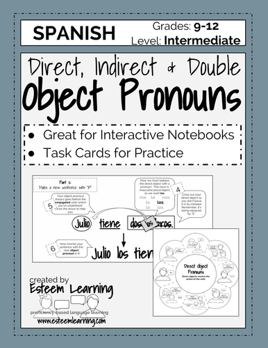 Task Cards and INB Notes for Direct, Indirect and Double Object ...