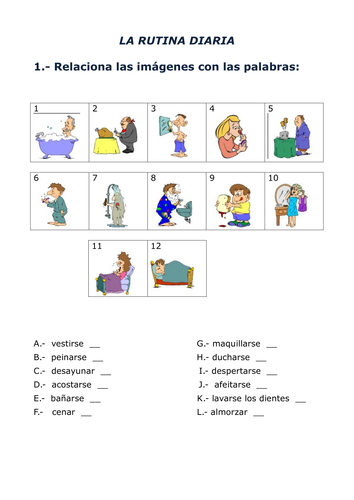 La rutina diaria: Sopa de letras by Gemasan - Teaching Resources - Tes