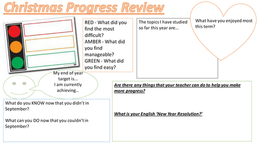 Mid-Year review sheet for students to reflect on progress. | Teaching ...