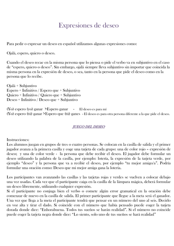 Expresiones de deseo con Infinitivo o Subjuntivo | Teaching Resources