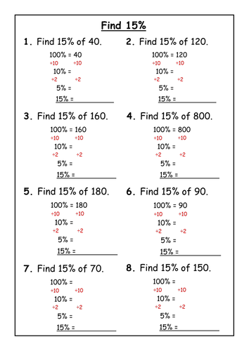 15% Percentages | Teaching Resources