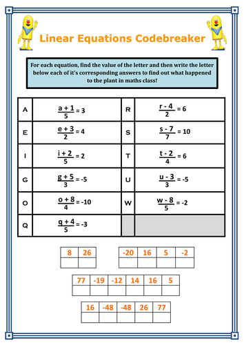 Two Step Equations (Fractions) Codebreaker | Teaching Resources Two Step Equations (Fractions) Codebreaker | Teaching Resources