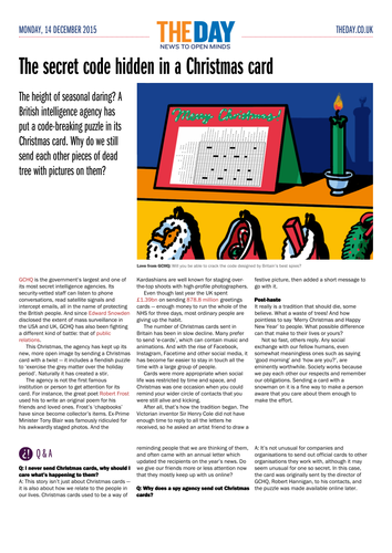 News written for classrooms: The secret code hidden in a Christmas card ...