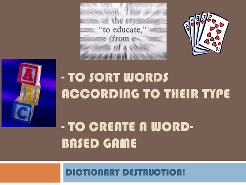 Dictionary Destruction vocabulary builder | Teaching Resources