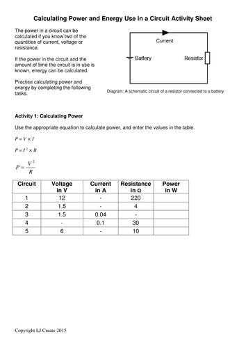 Calculation of Electrical Power (Complete lesson resources) | Teaching ...