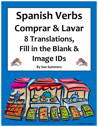 Spanish Verb Conjugations Verbs Comprar and Lavar and Image IDs ...