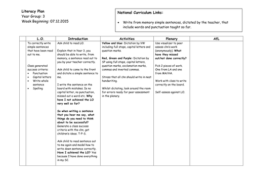 Dictation lesson for Y3 | Teaching Resources