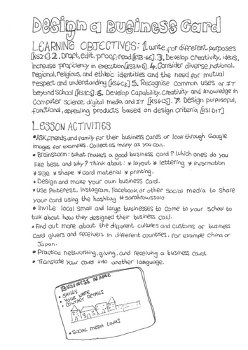 Business Cards and Jobs | Teaching Resources