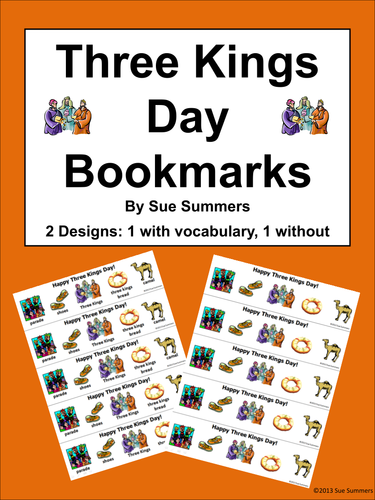 Three Kings Day Bookmarks in English - With and Without Vocabulary ...