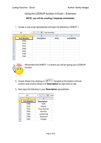 Excel LookUp Function (ICT Functional Skills) | Teaching Resources