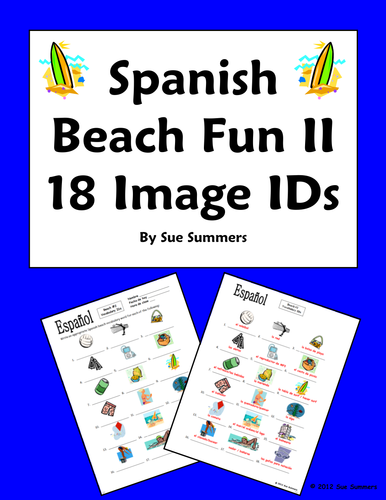 Spanish Beach Fun #2 Vocabulary Image IDs Worksheet - La Playa ...