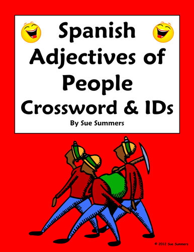 Spanish Adjectives of People Crossword | Teaching Resources