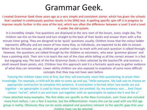'Grammar Geek' | Teaching Resources