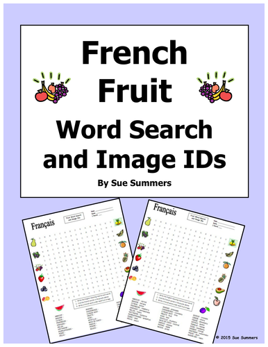 French Fruit Word Search Puzzle, Image IDs, and Vocabulary | Teaching ...