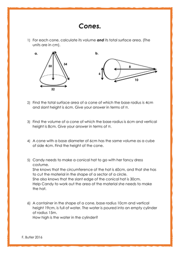 Complex Volumes and Surface Area Homework Pack. (Grades B-A* ...