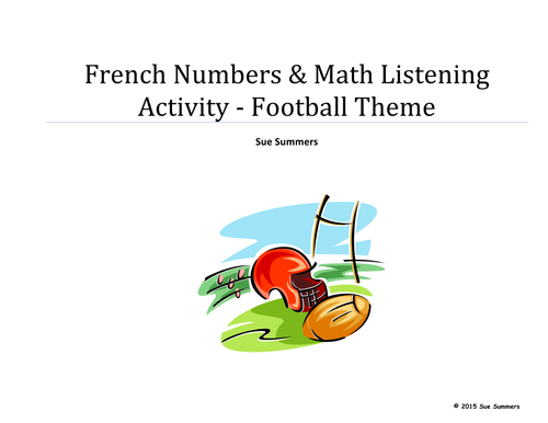 French Numbers and Math Listening Activity American Football Theme ...