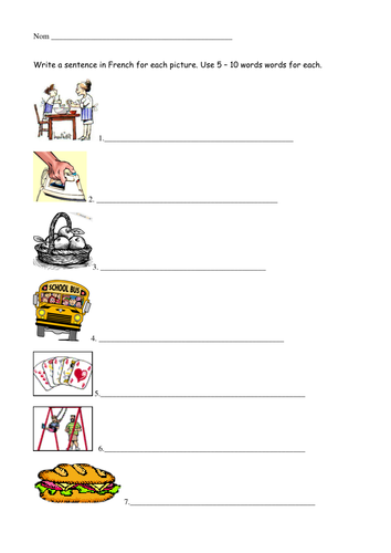 Common Entrance French Paper 2 sentence writing guidance and practice ...