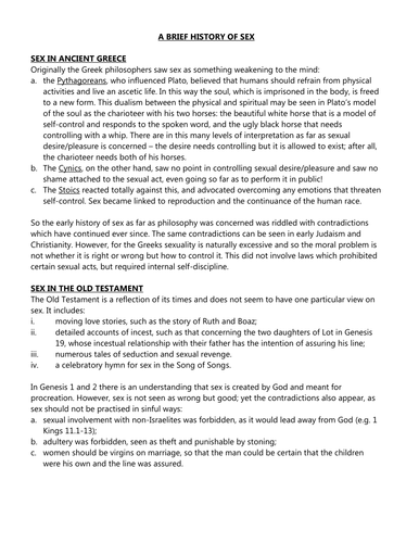Sexual Ethics Teaching Resources