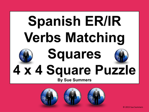 Spanish ER/IR Verbs Conjugated 4 x 4 Matching Squares Puzzle | Teaching ...
