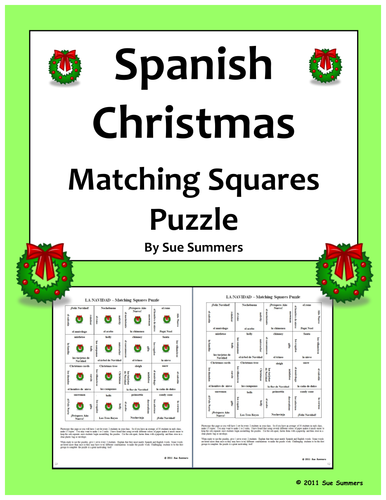 Spanish Christmas Matching Squares / Magic Squares Puzzle - Navidad ...