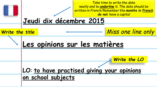 Opinions and reasons on school subjects in French | Teaching Resources