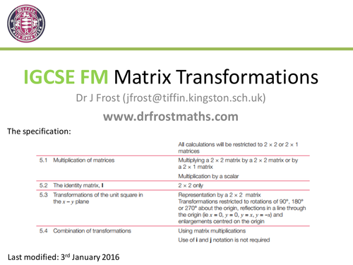 IGCSE Further Maths - Matrix Transformations | Teaching Resources IGCSE Further Maths - Matrix Transformations | Teaching Resources