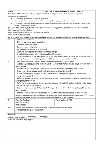 Cambridge iGCSE English Core Paper Preparing For the Exam Full Scheme ...