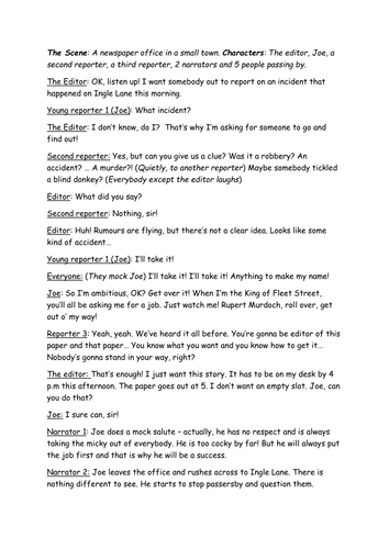 A short play: 'Reporting Live' | Teaching Resources