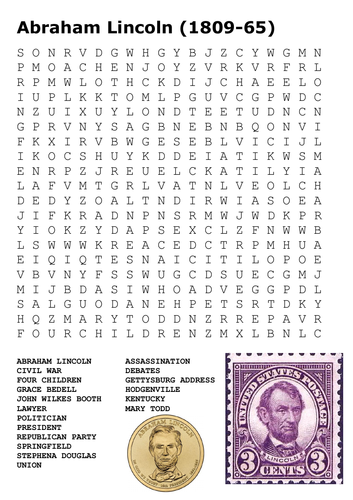 Abraham Lincoln Word Search | Teaching Resources