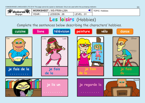 FRENCH – FRIENDS & ACTIVITIES - Y3-Y4: Hobbies/ What time is it?/ Les ...